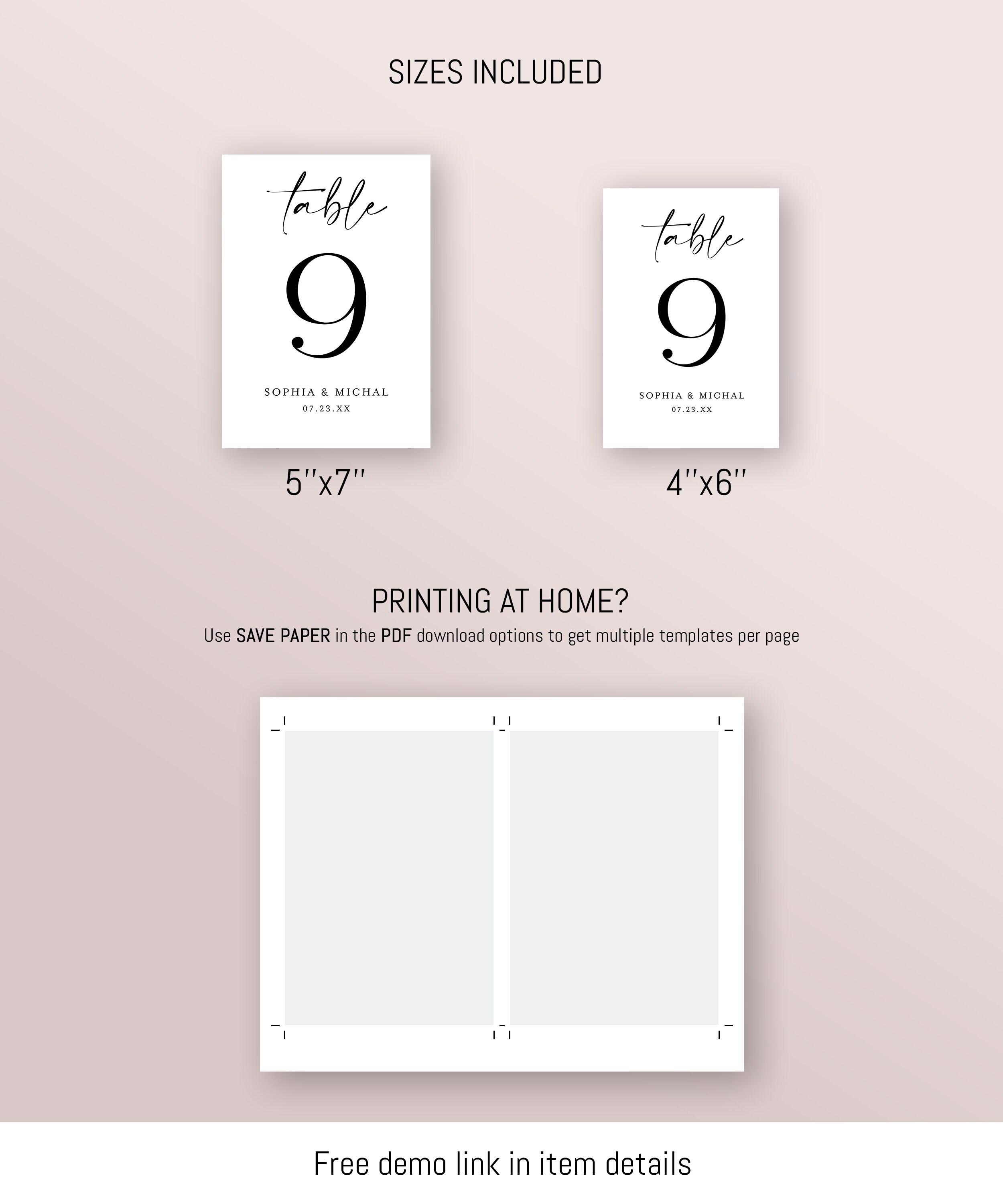 Wedding Table Numbers Printable Downloadable Reception Table - Etsy