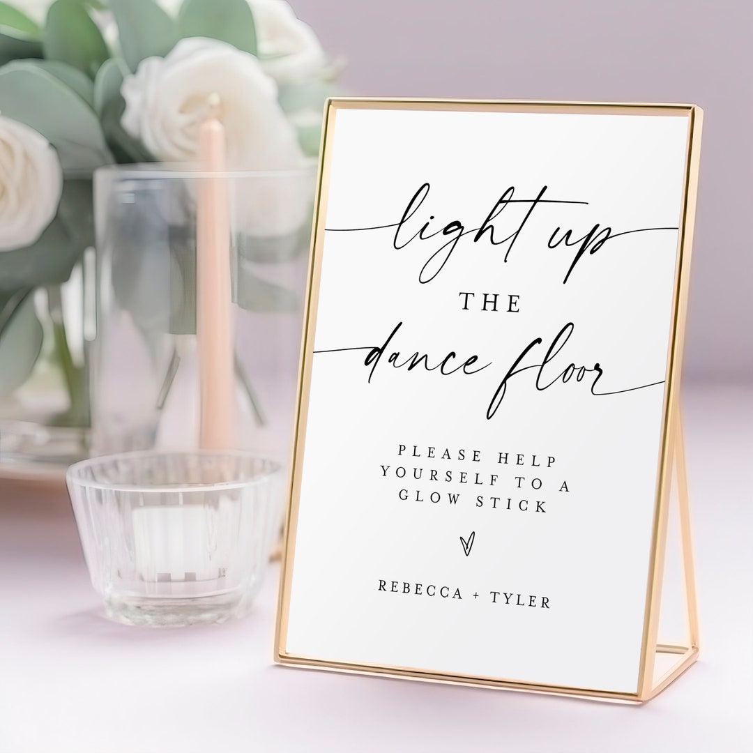 Light up the Dance Floor Sign, Glow Stick Wedding Send off Sign ...