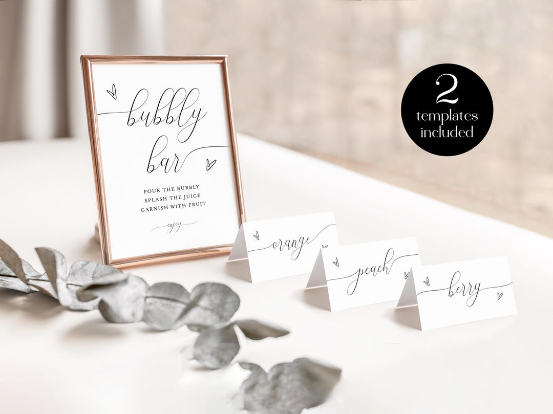 Minimalist Wedding Table Sign Template: Editable Reception Decor ...