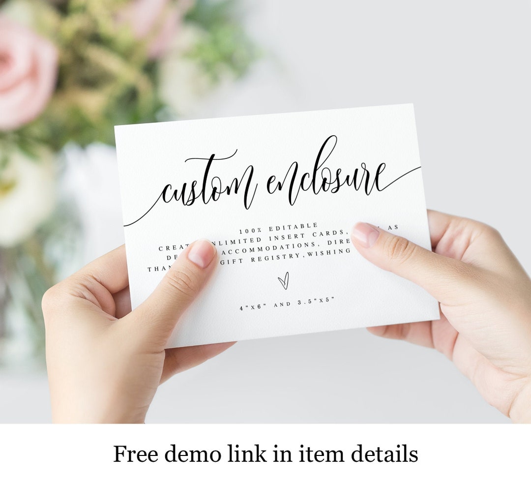 Invitation Enclosure Wedding Card Instant Download Edit With Templett ...
