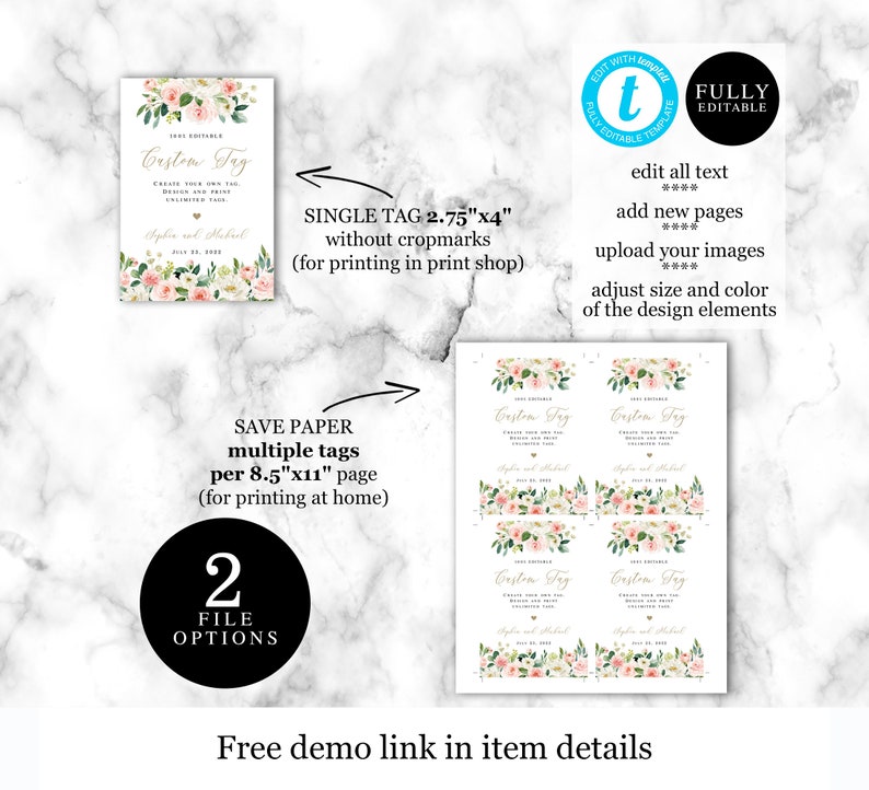 Editable Tags Template Instant Download Tag for Wedding | Etsy