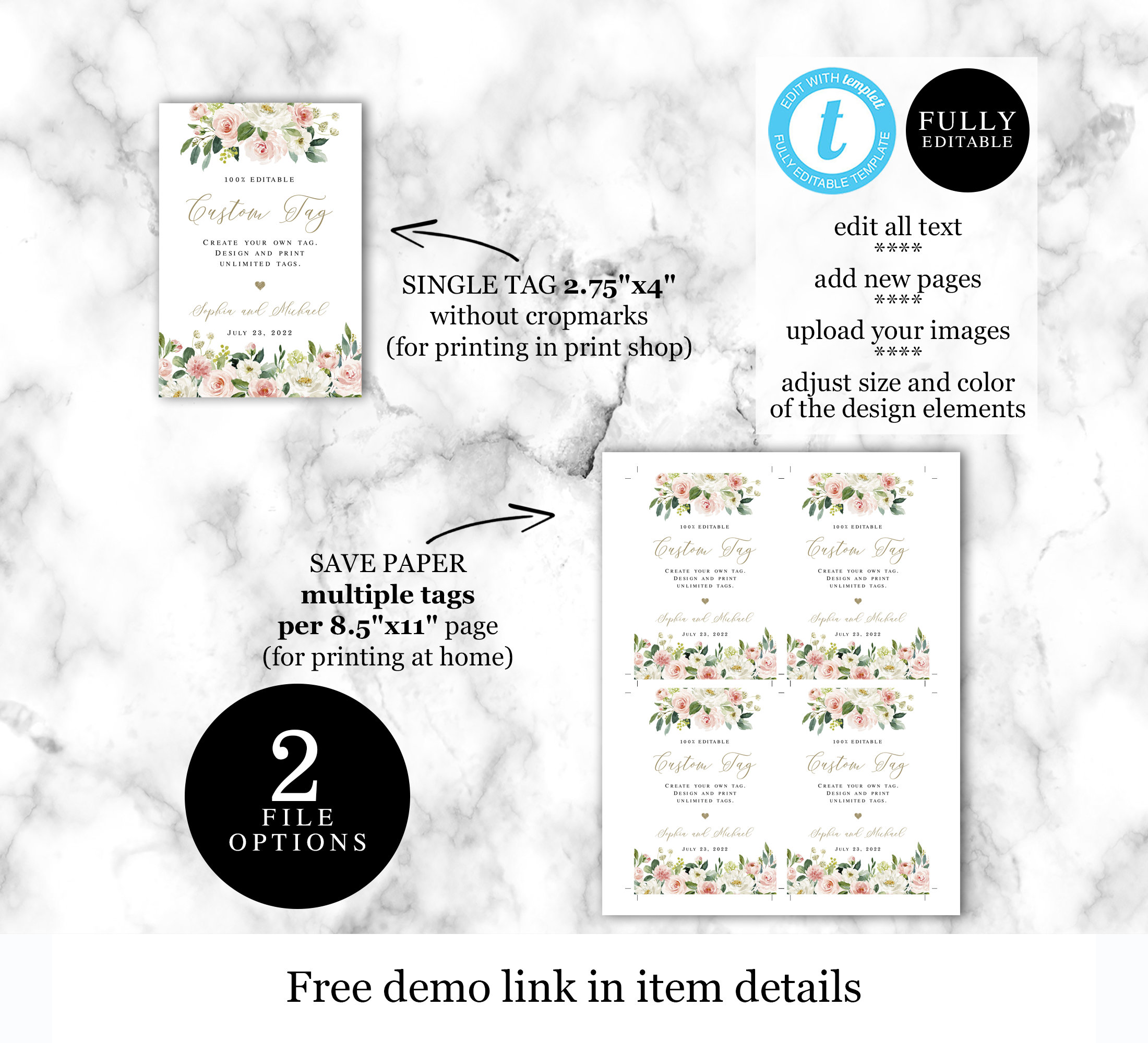 Editable Tags Template Instant Download Tag for Wedding - Etsy