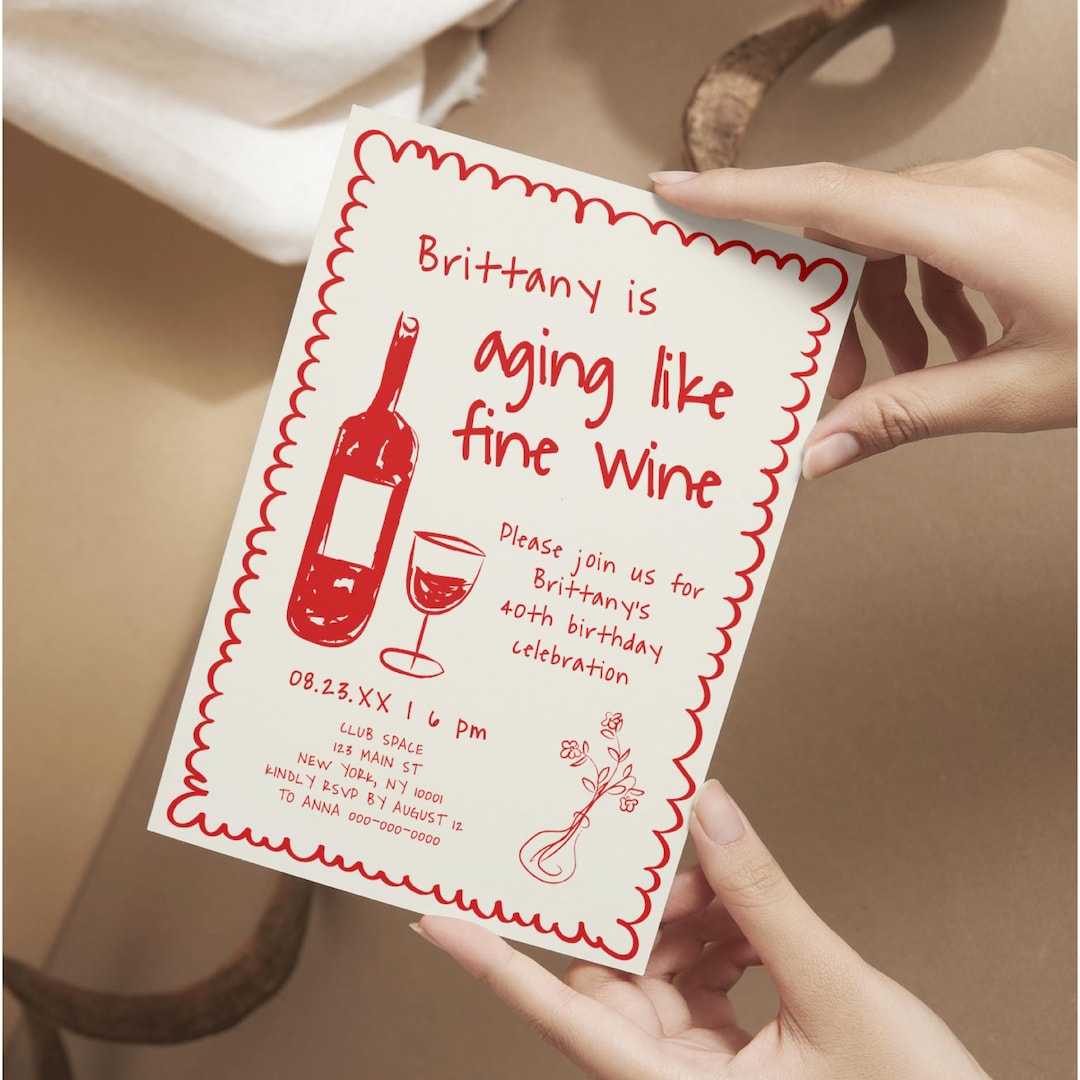 Aging Like Fine Wine Birthday Party Invitation, Aged to Perfection ...