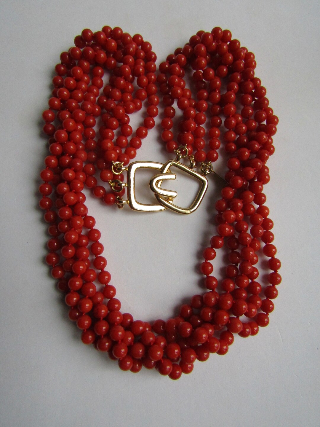 Vintage 22kt GP Signed Kenneth Lane Salmon Coral Torsade Necklace - Etsy