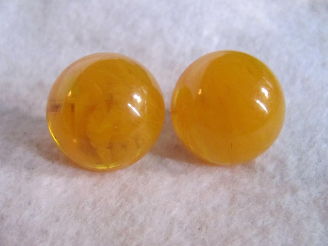 Art Deco Yellow Prystal Bakelite Domes With Gold Plate Omega Pierced ...
