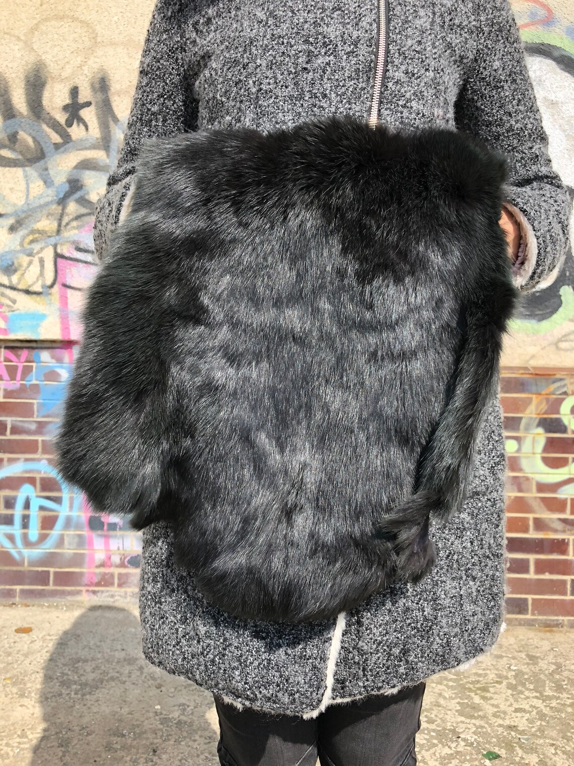 Soft Black Rabbit Fur pelt Black Genine Rabbit Fur Black | Etsy