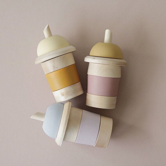 Wooden Milkshake Stacking Toy in Custom Colour Choice Wooden | Etsy