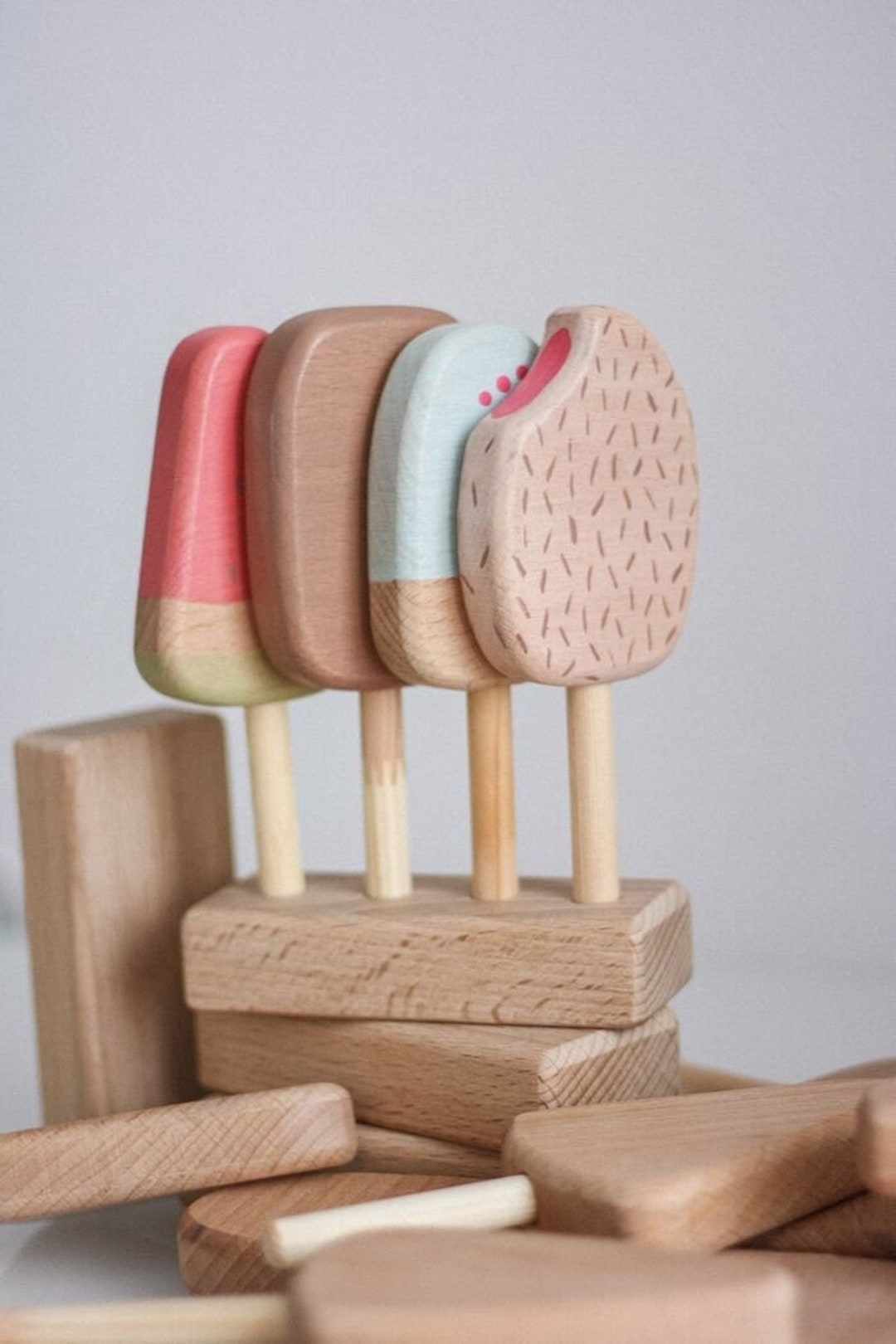 Wooden Ice Lolly Set - Ice Cream Toy - Popsicle Set - Gift for Kids ...