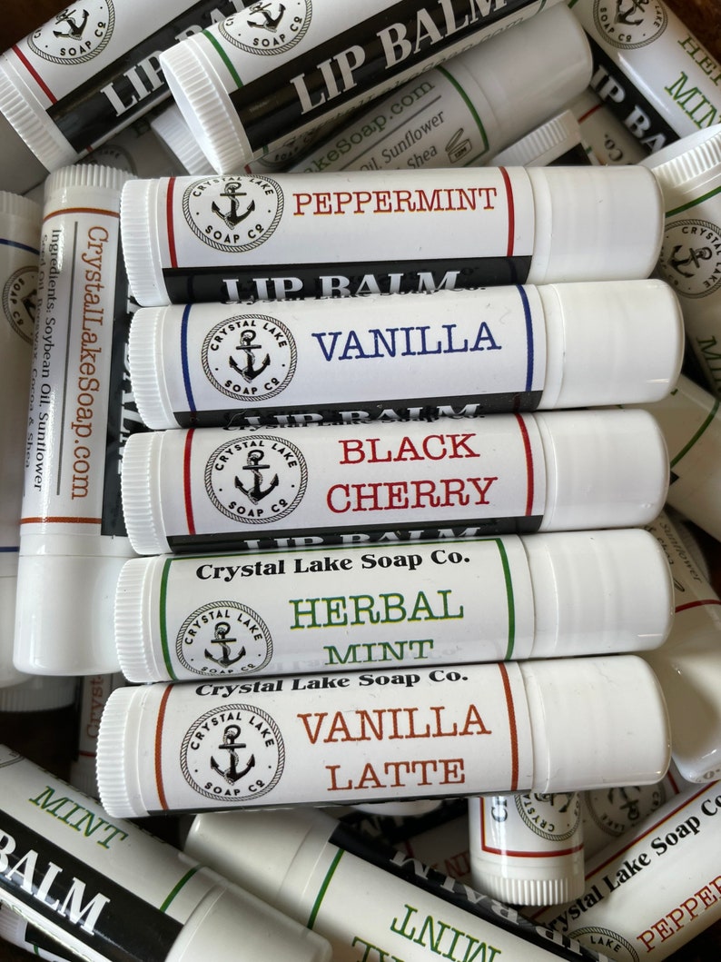 Natural Lip Balm Gift Set: Vanilla, Cherry, Mint & Peppermint - Etsy