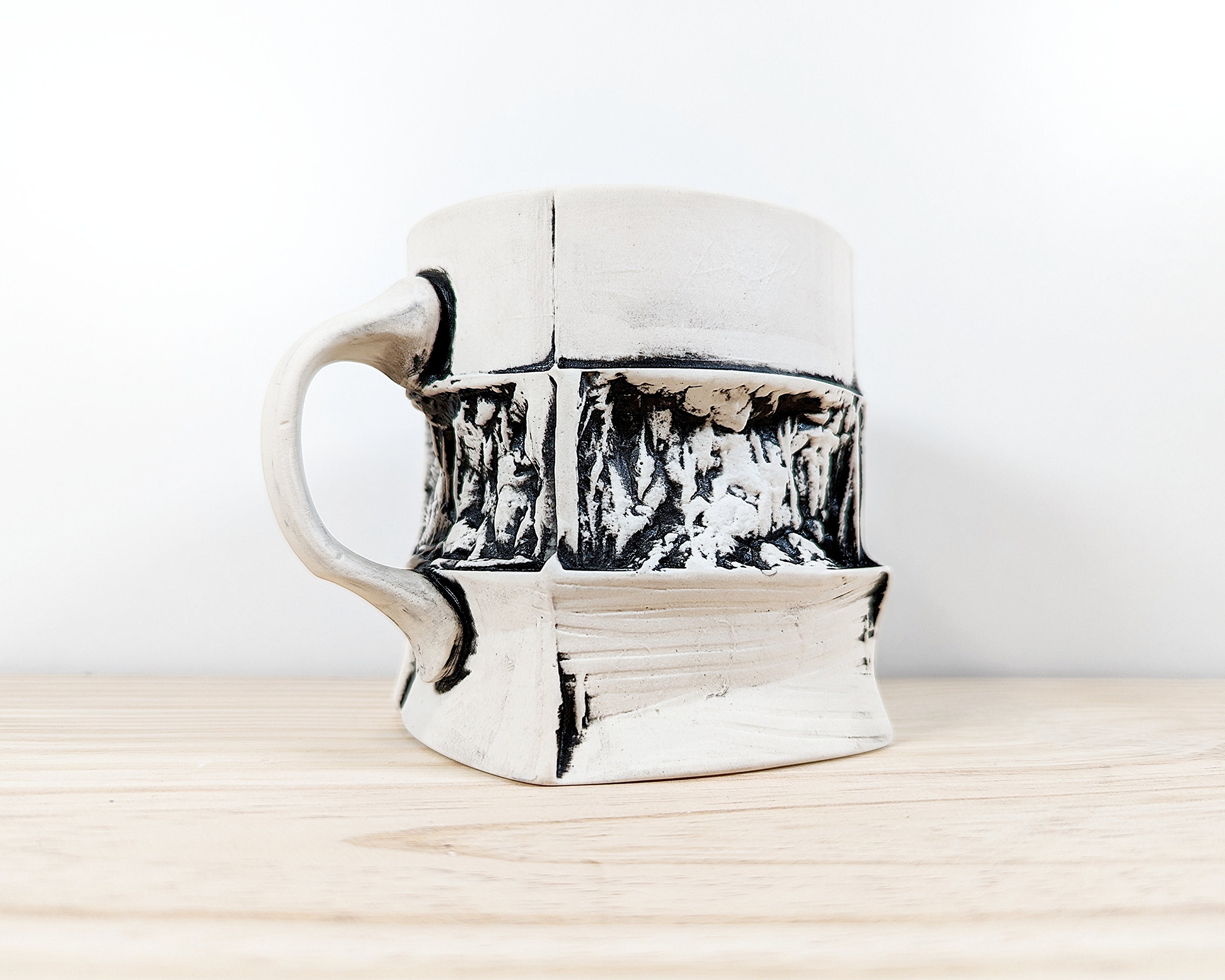 Hand made modular porcelain latte mug Ceramic coffee mug with weathered ...