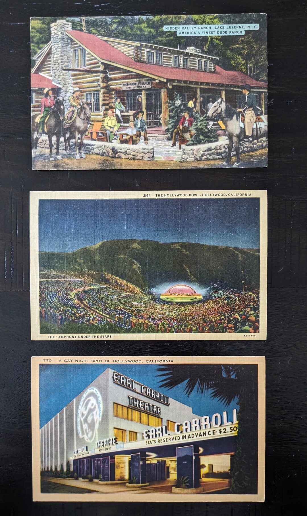 Hollywood Bowl, Lake Luzerne Dude Ranch, Earl Carroll Theatre Vintage ...