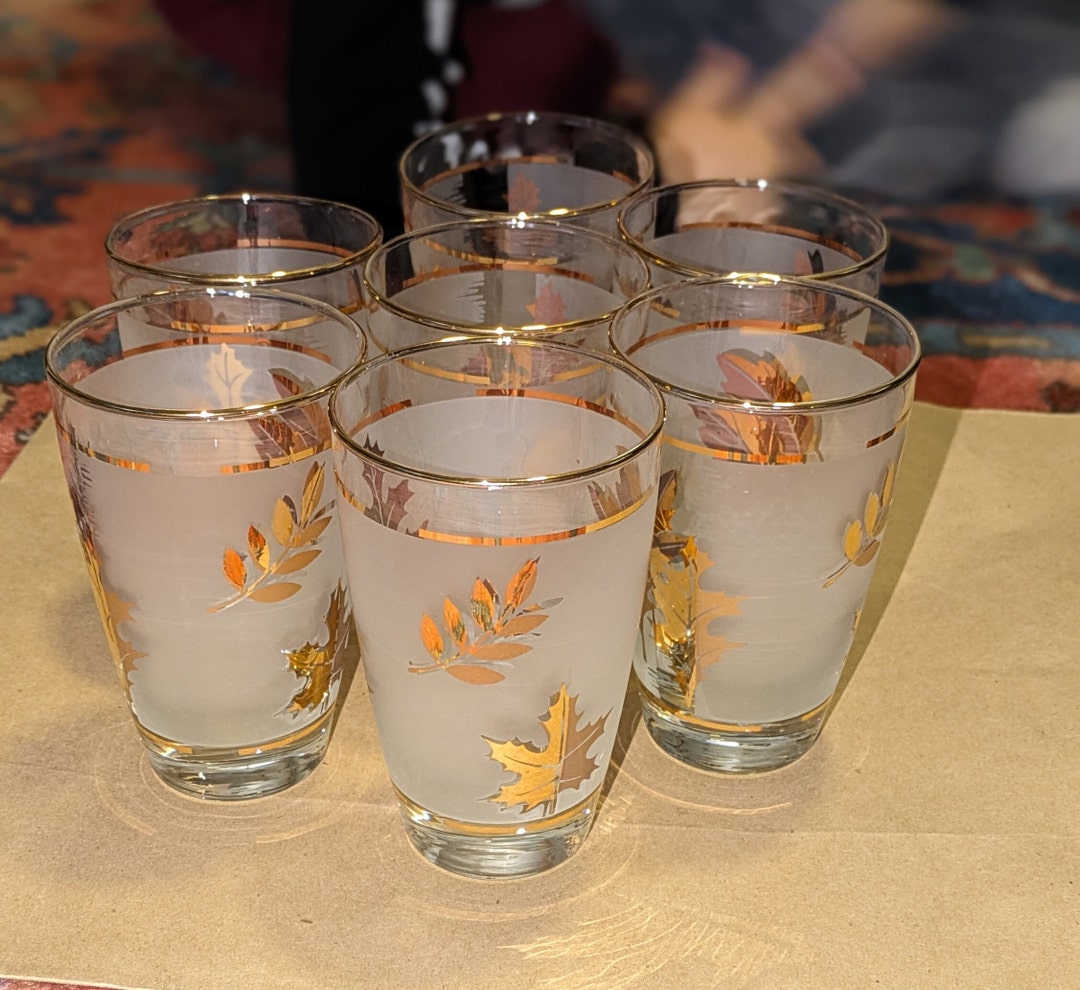 Libbey Glassware Old Hollywood Regency Gold Leaf Print Hi-ball Cocktail ...