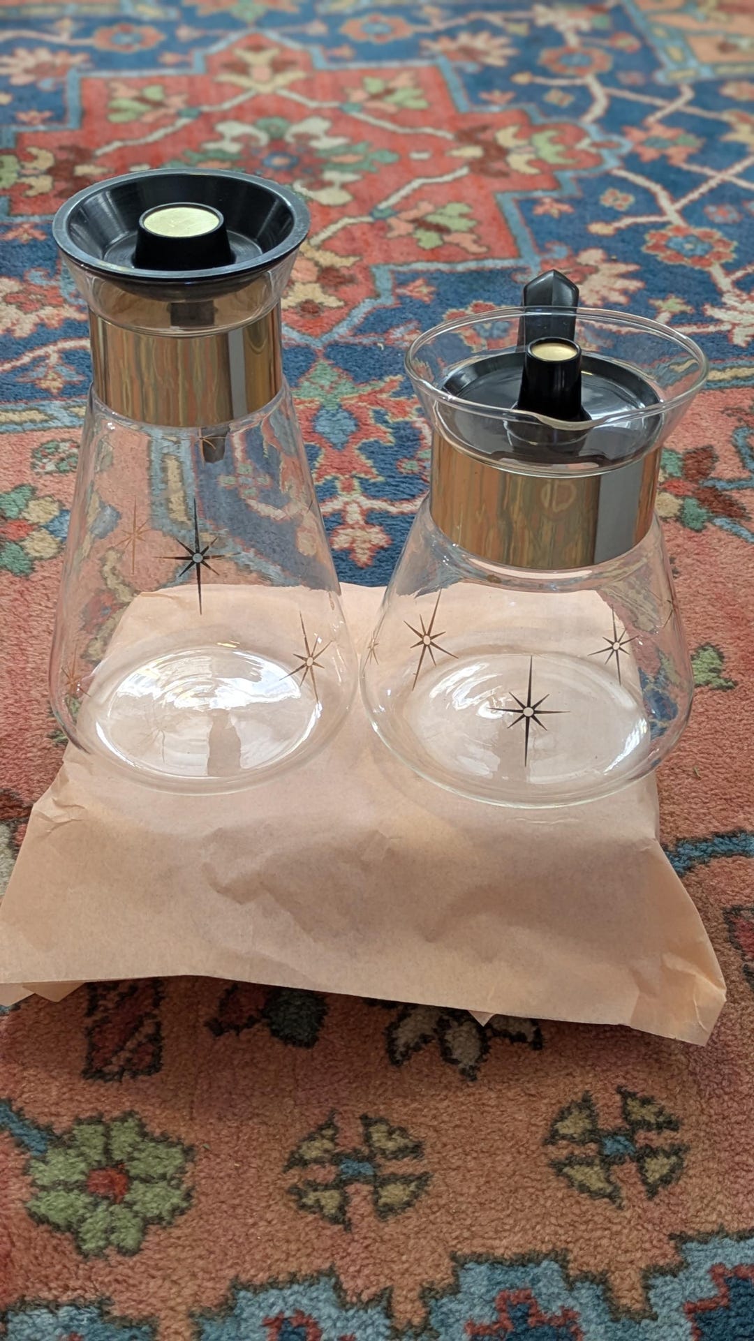 Mid Century Modern Gold Starburst Atomic Pyrex Corningware Glass Coffee ...