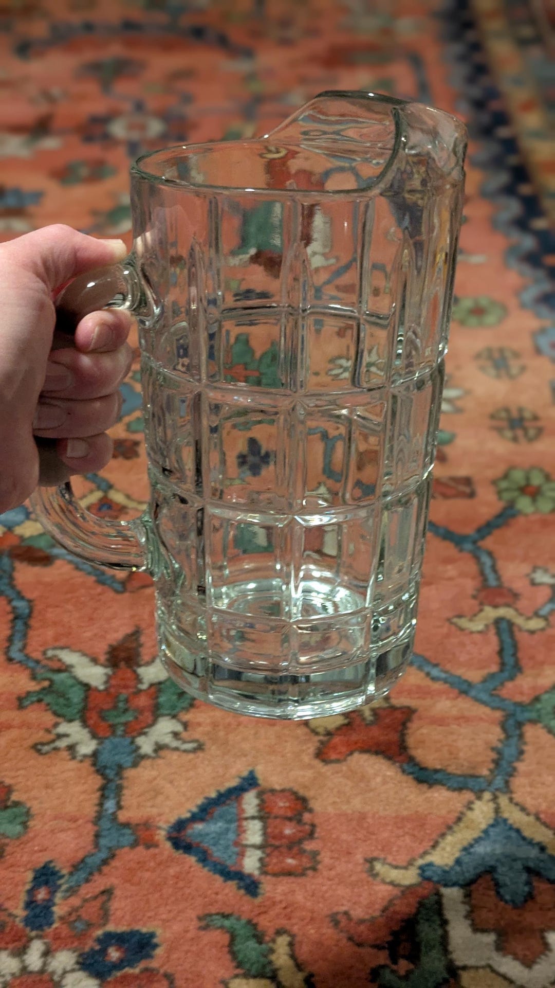 Anchor Hocking Tartan Plaid Clear Glass Vintage Pitcher - 64 Oz HEAVY ...