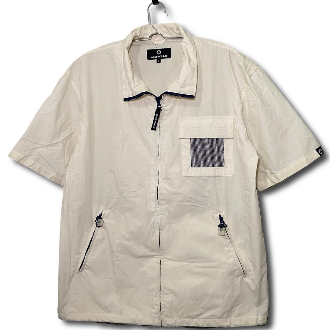 Vintage AIRWALK 1990s Skate Shirt — White Zip/panel Tee — Unisex L (24 ...