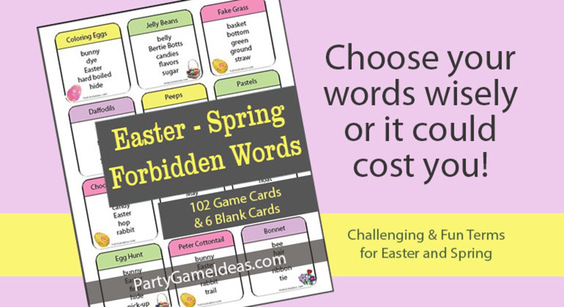 102 Easter - Spring Forbidden Words Cards - A Printable Taboo Like ...