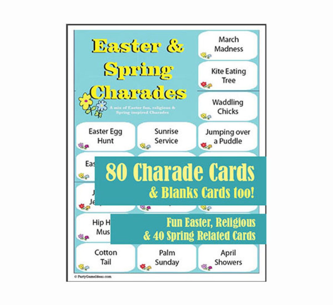 80 Printable Easter and Spring Charades - Easter Charades & Pictionary ...