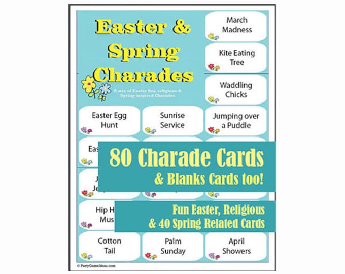 80 Printable Easter and Spring Charades Easter Charades & Pictionary ...