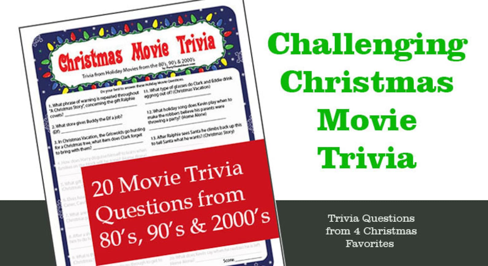 Christmas Movie Trivia Game Printable Christmas Holiday - Etsy