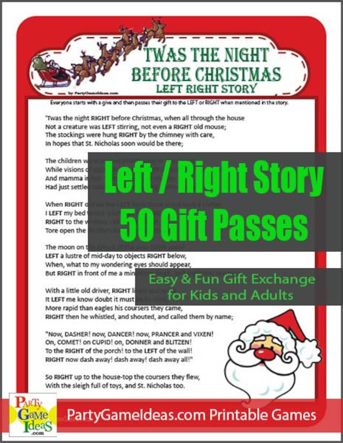 Twas the Night Before Christmas Left Right Story - Printable Left Right ...