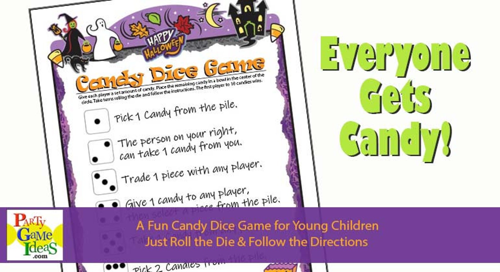 Candy Dice Game Halloween Dice Game for Young Kids & | Etsy