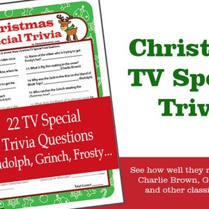 Christmas Cartoon Trivia Game Printable Christmas Quiz With Rudolph ...