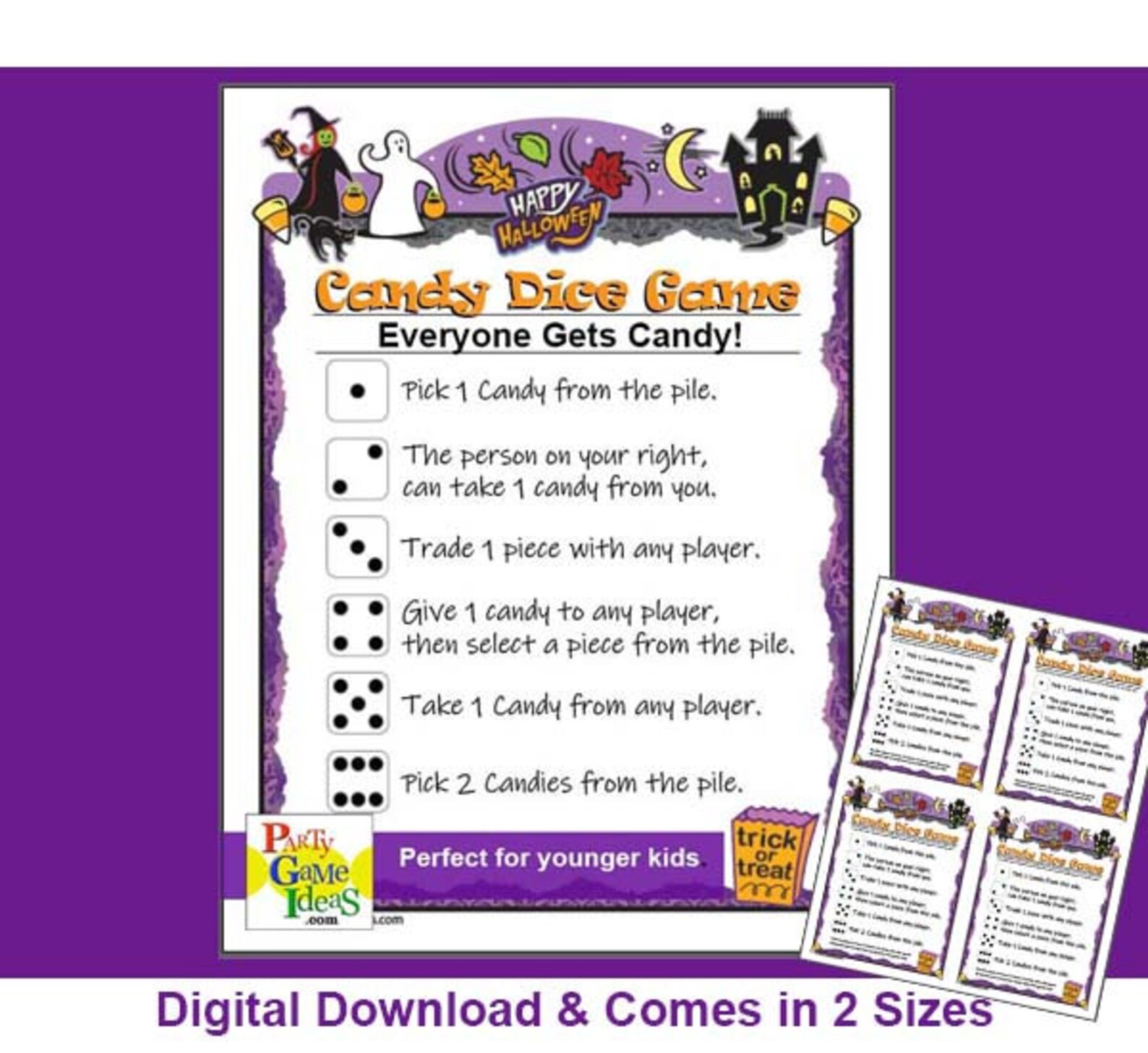 Candy Dice Game Halloween Dice Game for Young Kids & | Etsy