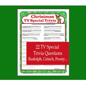 Christmas Cartoon Trivia Game Printable Christmas Quiz With Rudolph ...