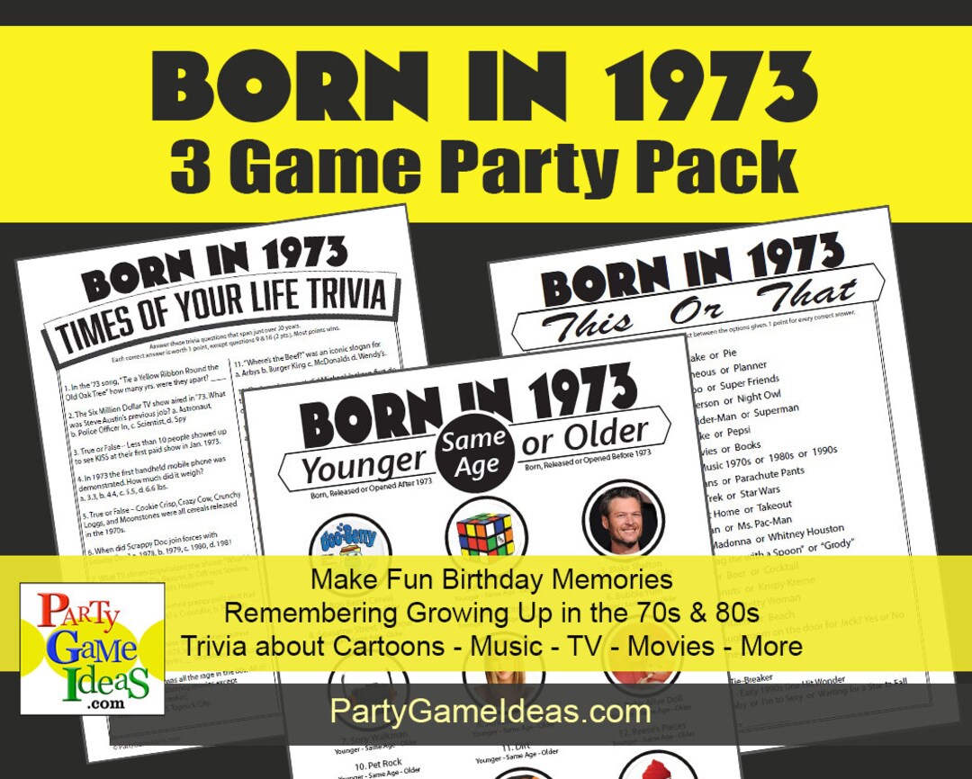 50th Birthday Party Games Born In 1973 Printable Games For 50 Years Old 50th Birthday Party Games Born In 1973 Printable Games For 50 Years Old