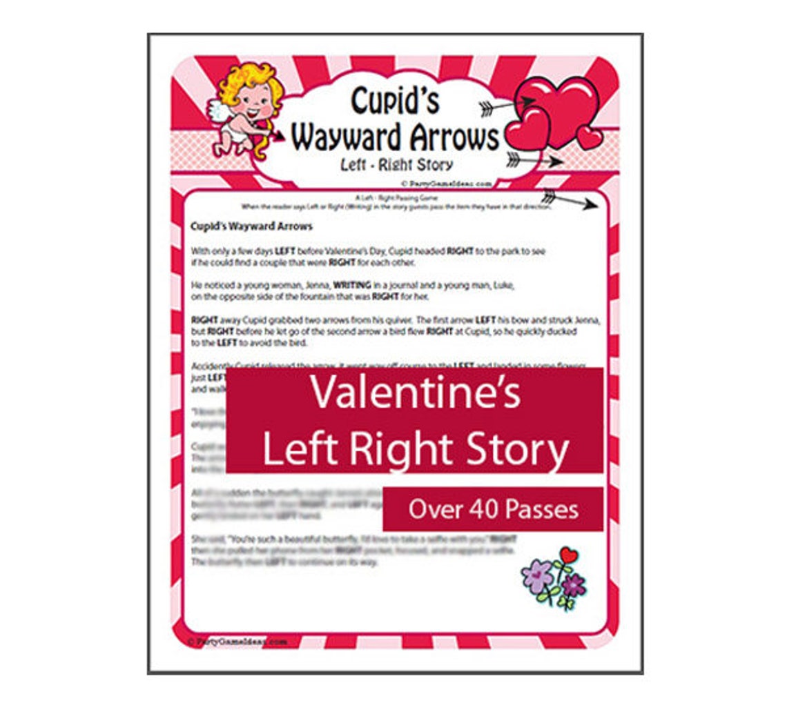Valentine's Day Left Right Game - Cupid's Wayward Arrows Printable Left ...