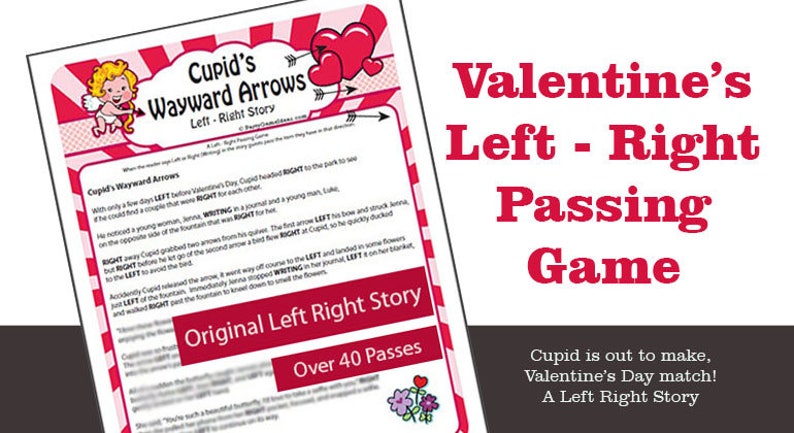 Valentine's Day Left Right Game - Cupid's Wayward Arrows Printable Left ...