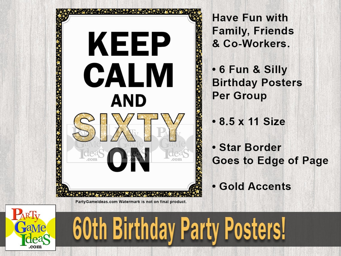 60th Birthday Party Posters, Happy Birthday Prank Signs, Jokes & Gags ...