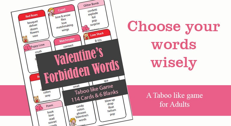 114 Valentine's Forbidden Words Game - Valentine's Party Game Like ...