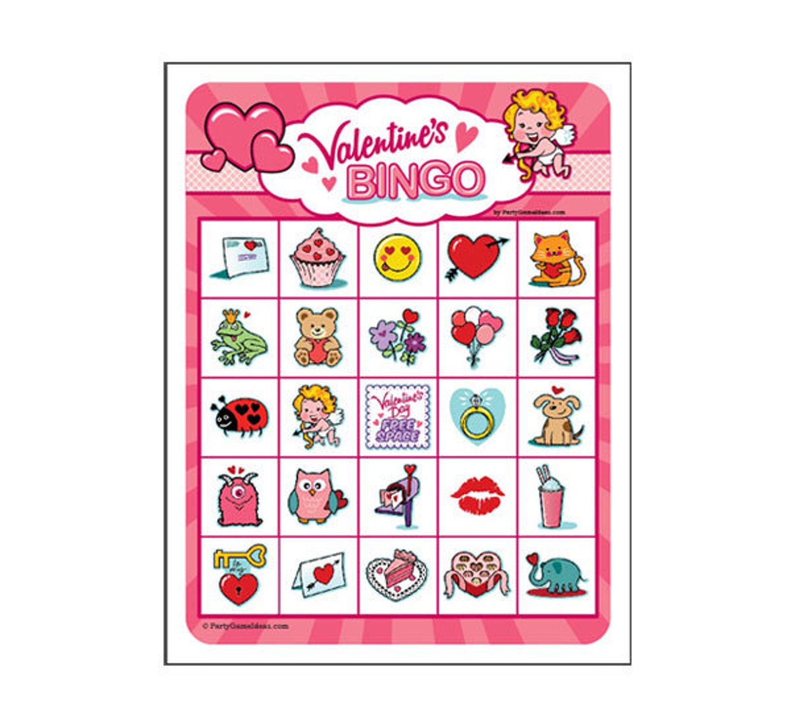 Valentine Day Bingo 5x5 40 Card Pack Printable Valentines Bingo Games ...