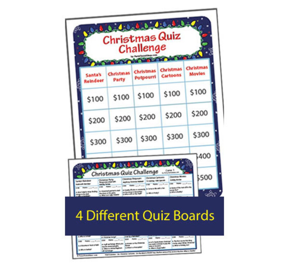 Christmas Quiz Challenge Jeopardy Style Quiz Game Printable Christmas ...