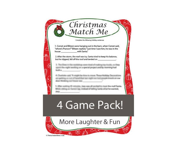 Christmas Match Me Fun Holiday Match Game Adult Christmas Party Game ...