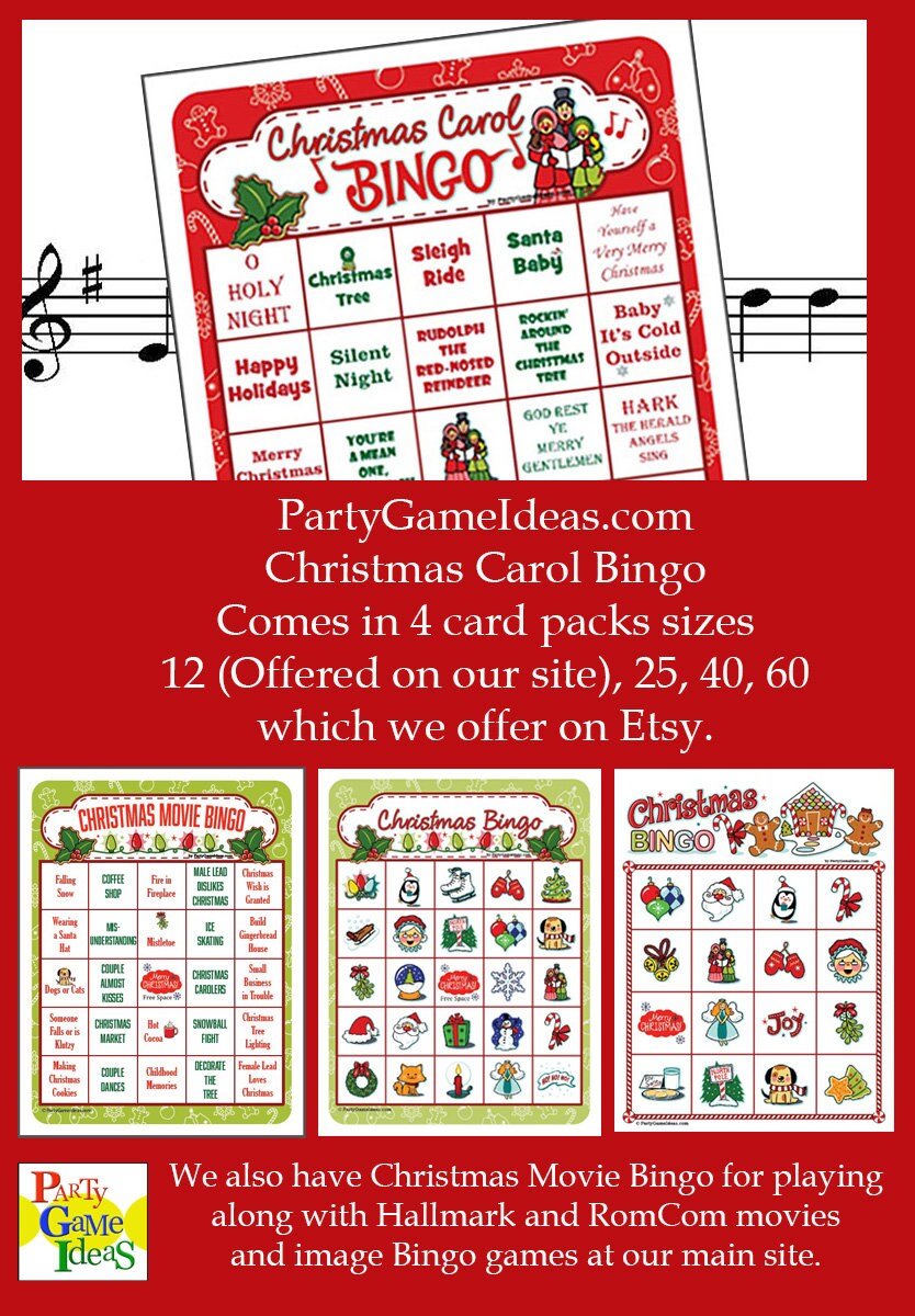Christmas Carol Bingo - 40 Card Pack - Printable Christmas Bingo Cards ...