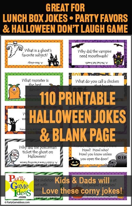 110 Halloween Jokes for Kids - Printable Halloween Lunch Box Jokes, Dad ...