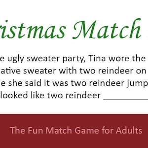 Christmas Match Me Fun Holiday Match Game Adult Christmas Party Game ...