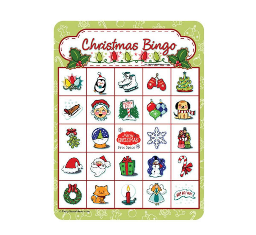 Christmas Bingo 25 Card Pack - Colorful Holiday Bingo Cards for Kids ...