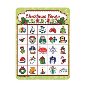 Christmas Bingo 25 Card Pack Colorful Holiday Bingo Cards for Kids ...