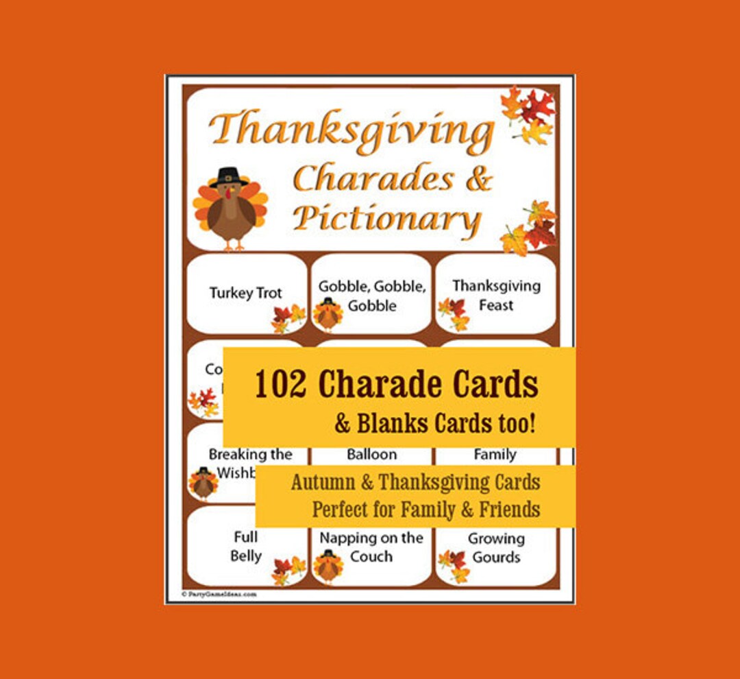 Thanksgiving Charades & Draw Game Printable Thanksgiving Charades ...
