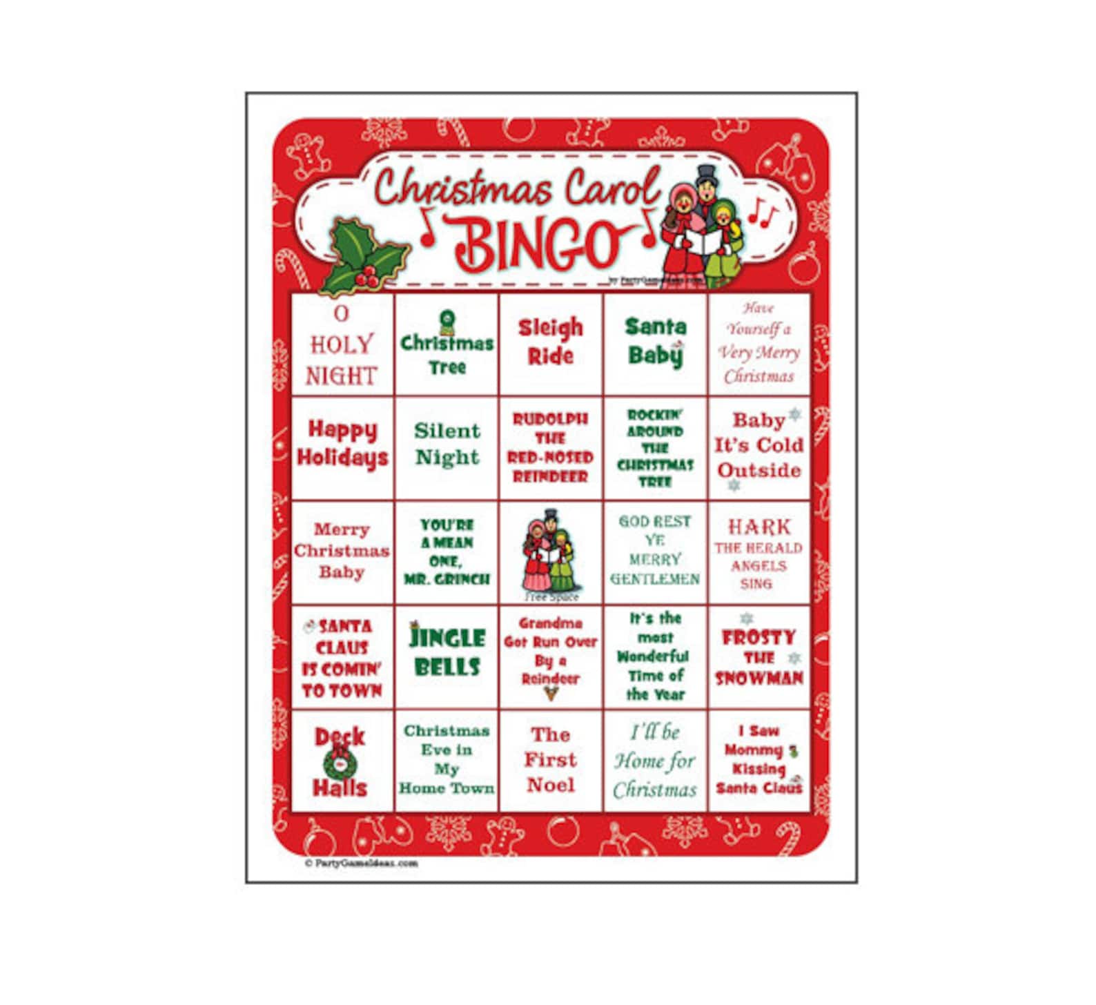 Christmas Carol Bingo - 40 Card Pack - Printable Christmas Bingo Cards ...