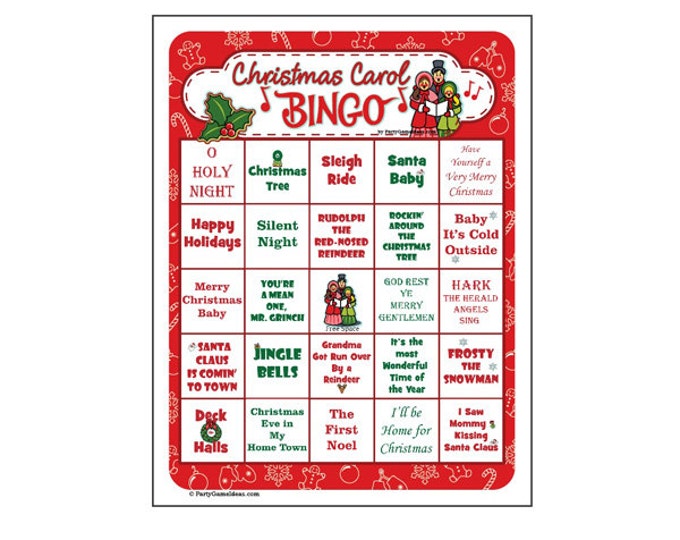 Christmas Carol Bingo - 40 Card Pack - Printable Christmas Bingo Cards ...