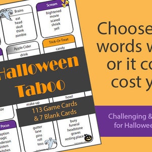 113 Halloween Taboo Game Cards Printable Halloween Party Game Halloween ...