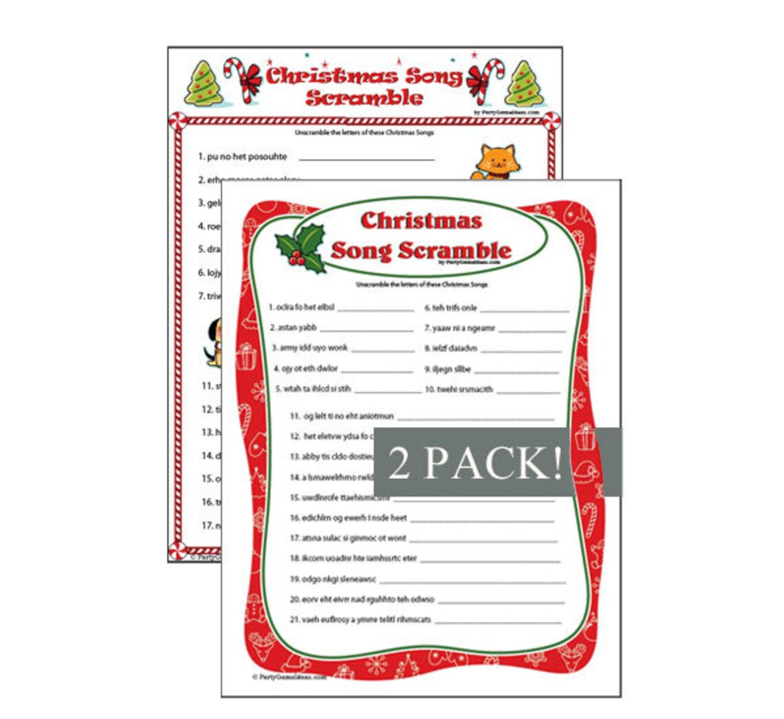 Christmas Song Scramble 2 Game Pack Printable Christmas - Etsy