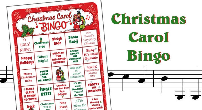 Christmas Carol Bingo - 25 Card Pack - Christmas Music and Bingo United ...
