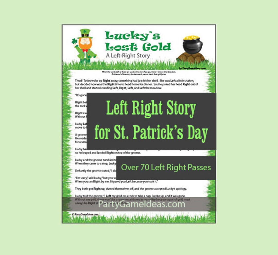 St. Patrick's Day Left Right Game - Lucky's Lost Gold Printable Left ...