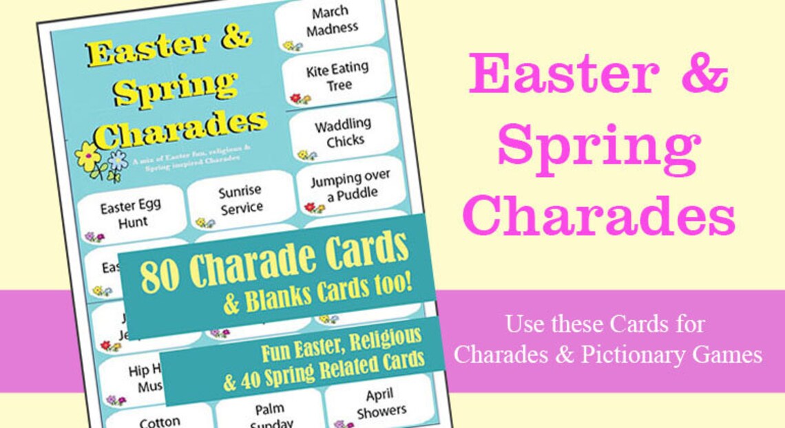 80 Printable Easter and Spring Charades - Easter Charades & Pictionary ...