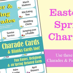 80 Printable Easter and Spring Charades - Easter Charades & Pictionary ...